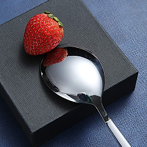 Berglander Teaspoons 6.3" Set of 6, Stainless Steel Shiny Polish Tea Spoons Silverware, Modern Design Tea Spoon Small Dessert Spoon Teaspoon Sturdy Easy To Clean Dishwasher Safe