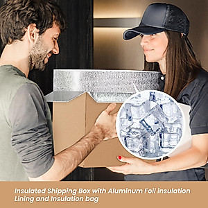 YSSOA Thermo Chill Double Insulated Carton with Foil Insulated Bag Liner, Small Mailing Box, Shipping Box for Mailing, Shipping, Packing, Moving,Box Inside Dimension 6’’x5’’x9’’, 2 Pack.