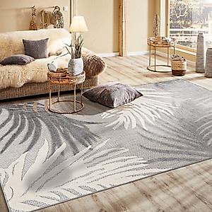 Rugshop Lucca Contemporary Floral Indoor/Outdoor Area Rug 7'10" x 10' Gray