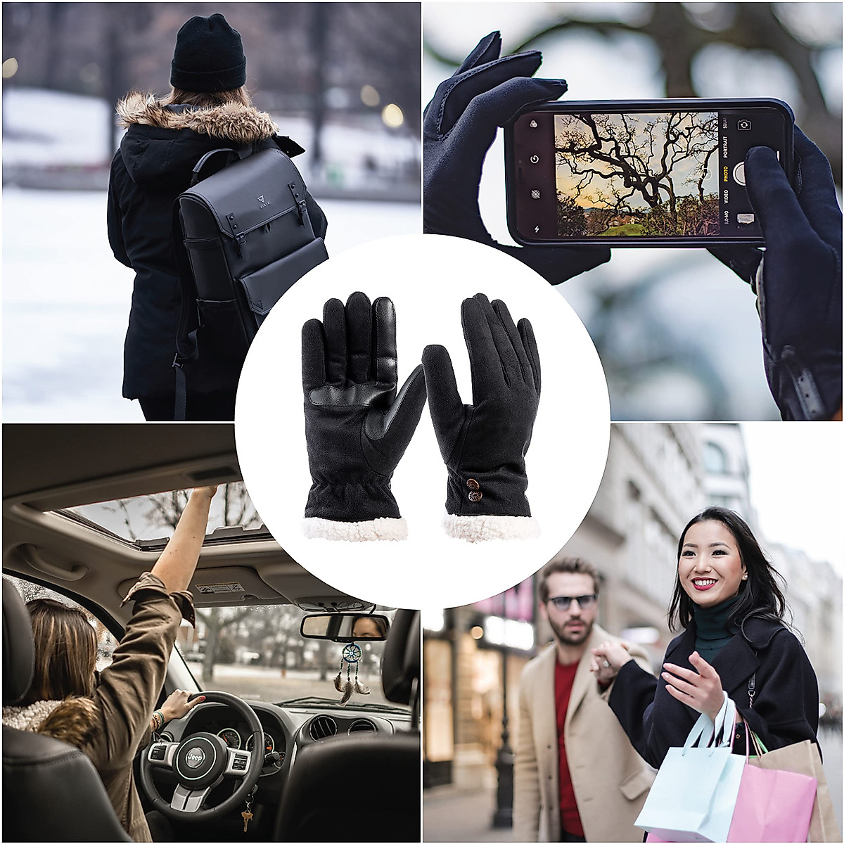 isotoner Women's Recycled Microsuede Water Repellent Cold Weather With Sherpasoft Lining, Touch Screen Capable Gloves, Black, Small/Medium