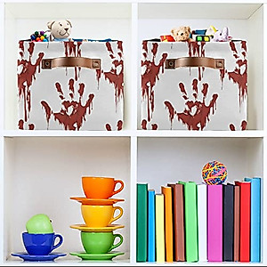 Halloween Scary Bloody Zombie Girl Square Storage Basket Storage Bins Canvas Storage Organizer Closet Shelf Organizer for Home Office, 1 Pc