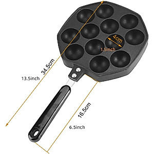 Takoyaki Maker, Non Stick Pan Easy and Simple to Make Japanese Takoyaki Octopus Ball Ideal for Mini Pancake Cake Pop Pan and Takoyaki Maker for Danish Stuffed