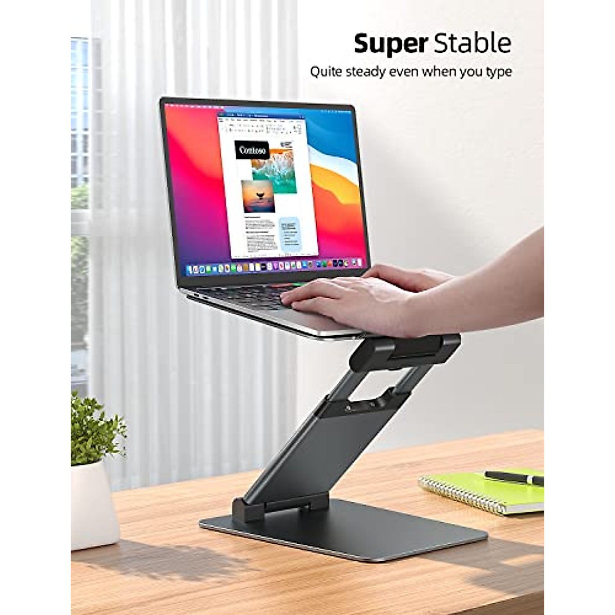 Nulaxy Laptop Stand for Desk, Ergonomic Sit to Stand Laptop Holder Convertor, Adjustable Height from 1.18" to 21", Supports up to 22lbs, Compatible with MacBook, All Laptops Computer Tablets 10-17"