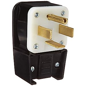 Leviton 9462-P 60 Amp, 125/250 Volt, Straight Blade, Plug, Industrial Grade, Grounding, Angle, Black