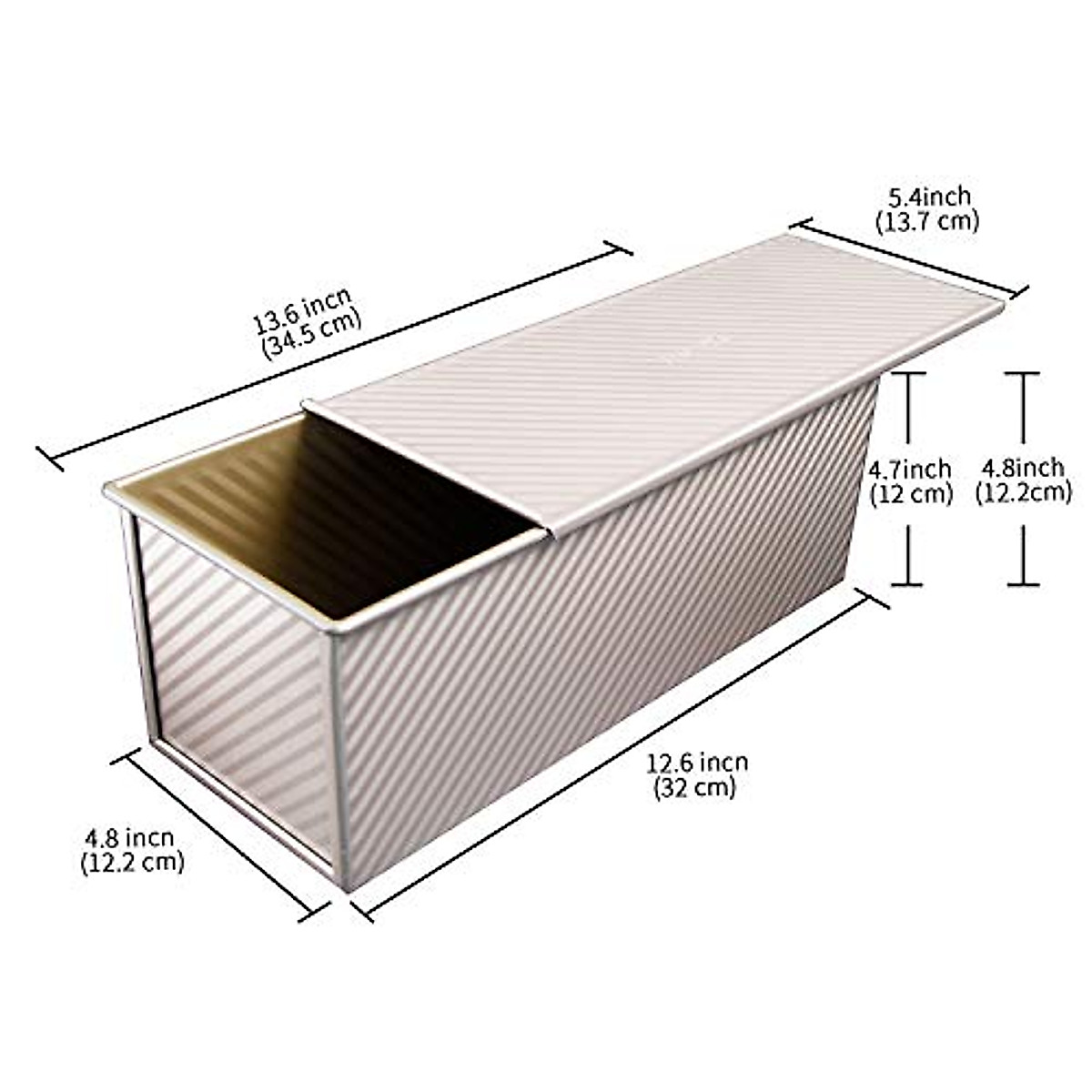 CHEFMADE Loaf Pan with Lid,Commercial Pullman Bread Pan 2.2Lb Dough Capacity,Non-Stick Bakeware Carbon Steel Bread Toast Mold with Cover for Baking Bread (Champagne Gold)