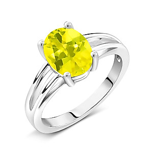 Gem Stone King 925 Sterling Silver 9X7MM Oval Gemstone Birthstone Solitaire Engagement Ring | Wedding Engagement Anniversary Promise Ring For Women | Available In Size 5, 6, 7, 8, 9