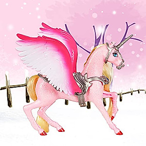 Sparkle Unicorn and Fairy Tale Princess Doll, W/ Crystal Comb and Fairy Stick, Girls' Unicorn Doll Toys Gifts, Presents for Girl Kids Aged 3+ (Pink Unicorn Purple Dress)