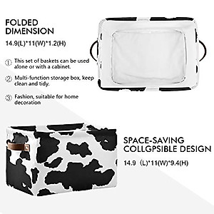 AUUXVA Rectangle Storage Basket Animal Cow Print Collapsible Storage Bin Laundry Hamper Toy Organizer for Bedroom Shelf Nursery Home Closet & Office