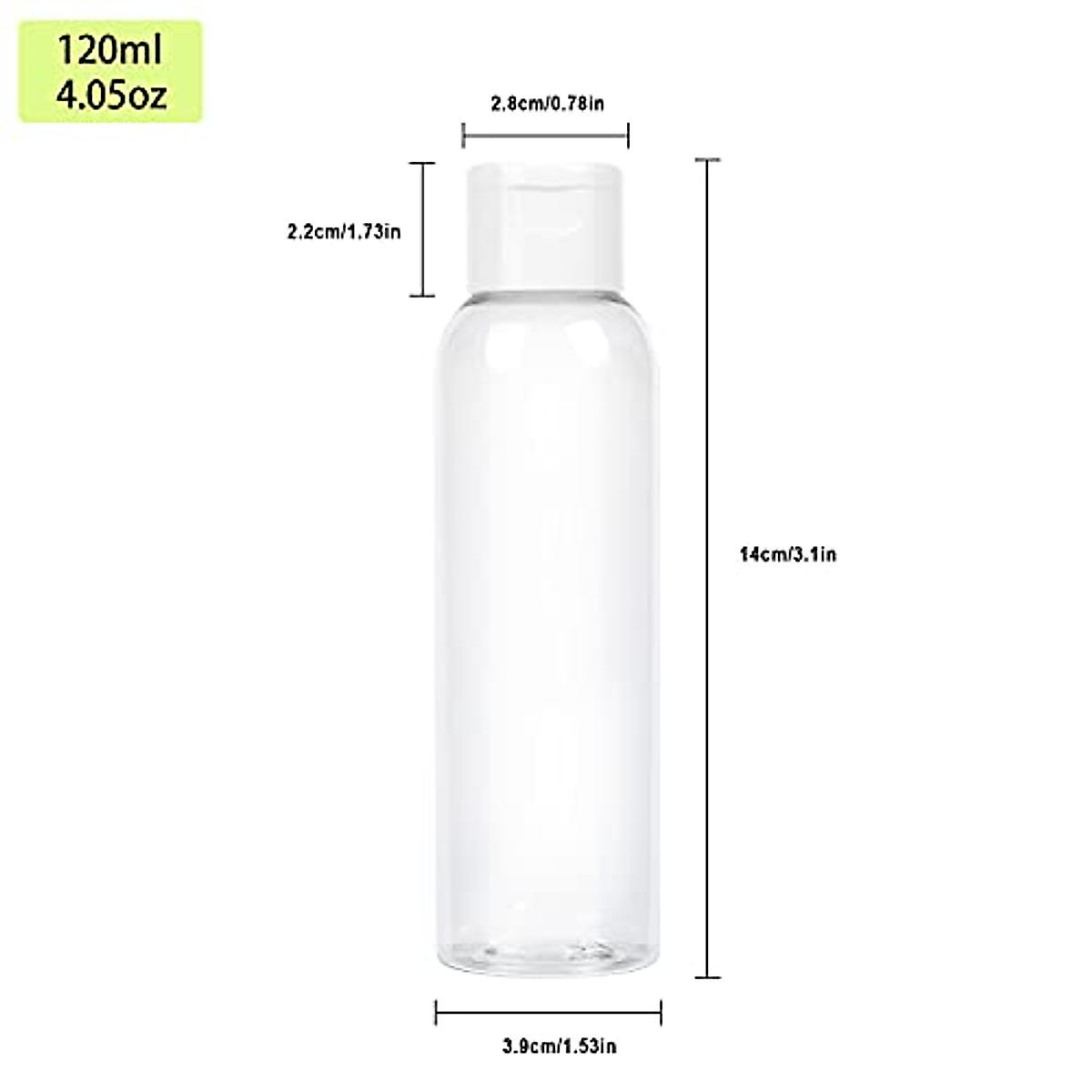 Trendbox 120ml/4oz Clear Plastic Empty Bottles with Flip Cap BPA-Free Travel Containers for Shampoo, Lotions, Liquid Body Soap and Massage Oils - 12 Pack