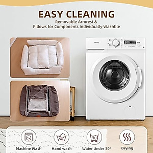 HOOPET Dog Bed for Small Dog Sofa Bed for Indoor Cats Sofa with Reversible Cushion Tear Resistant Small Dog Bed Washable with Removable Cover Puppy Bed for Small Dogs, 25.6"x 19.7", Brown