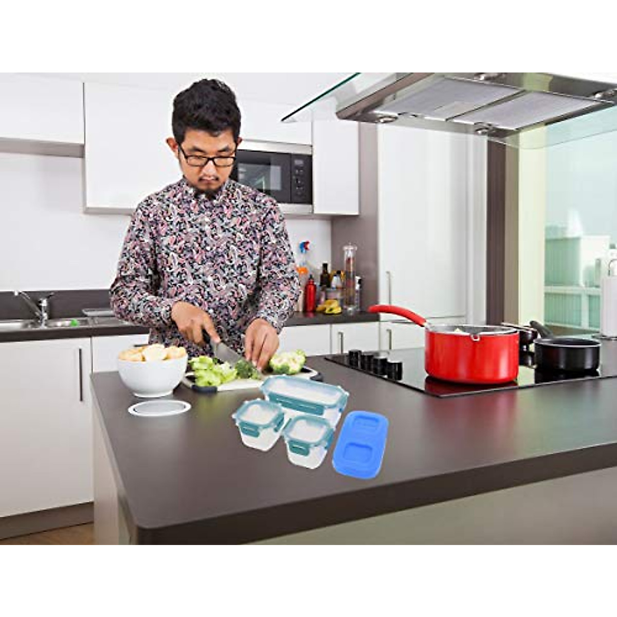 Rubbermaid Lunch Blox Snack Kit - Lunch Box Food Containers - Comes with 1 Ice Pack, 2 Small, and 1 Long Container - Great for Kids Snacks, School Lunches, and Adult Meal Prep - Blue