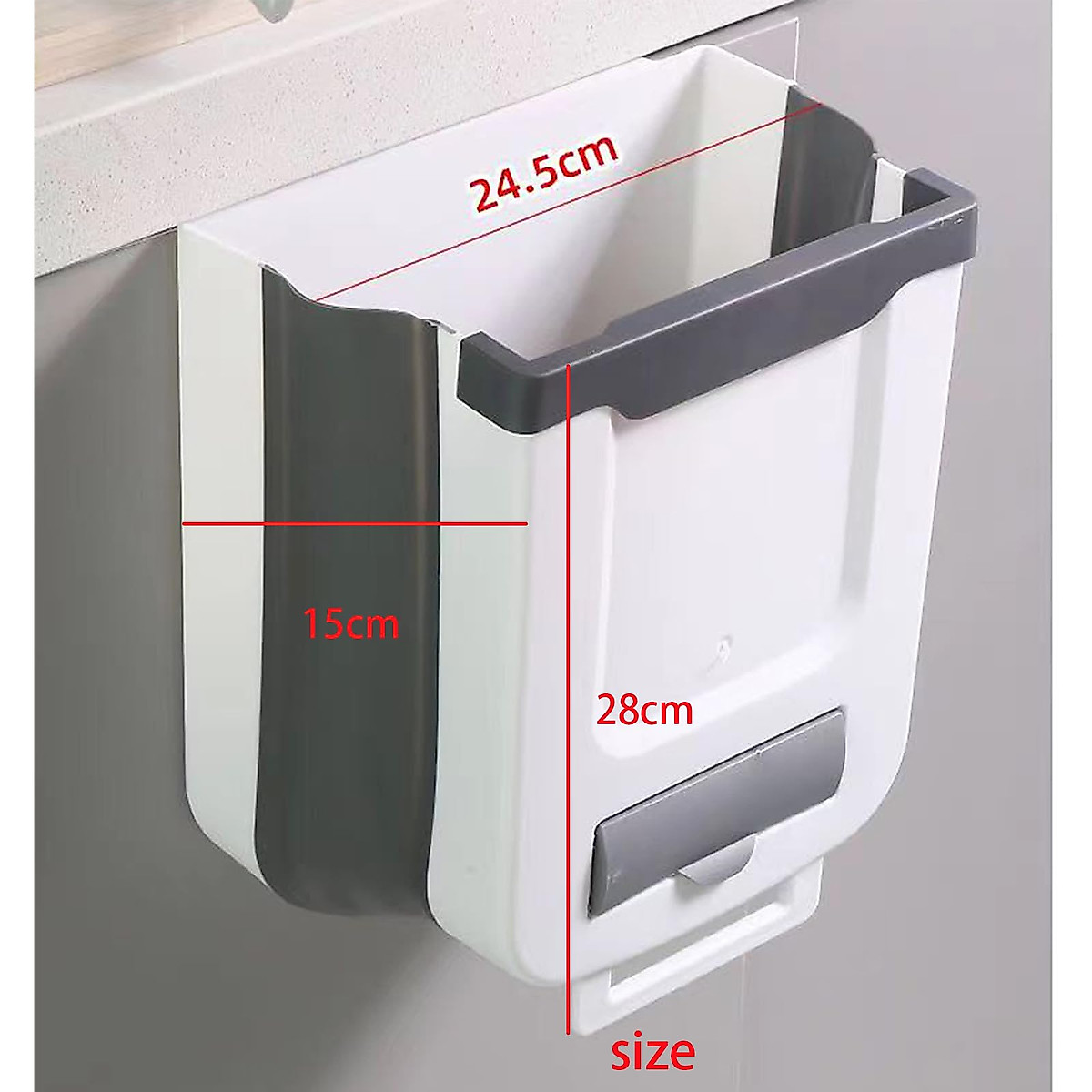 KiDaYuan Comes with a composting bin with 20 Garbage Bags, Trash cans, Foldable Kitchen and Bathroom Trash cans, Suitable for Camping, Office, Bedroom, Easy to Carry, White