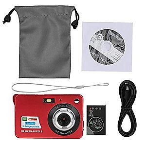 8X Zoom Digital Camera, 18 MP 2.7in LCD Display Camera, Video Camera, Built in Microphone, Maximum Support 32GB SD Memory Card, for Adults and Children(red)