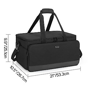 LoDrid Large Cable File Bag with Inside Padded Bottom and Detachable Dividers, DJ Bag with Multiple Pockets for 15.6” Laptop, DJ Gear, Sound Instrument, and Music Equipment, Black