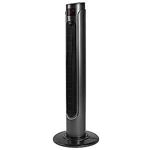 Simple Deluxe 36 Inch High Efficiency Cooling Tower Fan with 3 Speed Settings and 15 Hour Timer, 70 Degree Auto Oscillating with Remote, Standing Fan for Bedroom Home Office