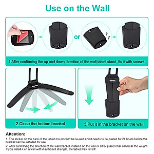 Bben iPad Wall Mount,360° Rotating Kitchen iPad Stand, iPad Under Cabinet Mount, Tablet Wall Mount for iPad Pro, Kitchen Tablet Holder for iPad Mini 5, iPad Air 4, Other 5-12” Devices, Black