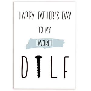 HEALSLA Funny Fathers Day Card from Wife, Humorous Dad Birthday Card, Rude Fathers Card for New Father, You Are My Favorite Dilf with Kraft Envelope