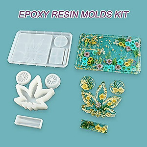 4 PCS Silicone Molds for DIY Epoxy Resin - Large Resin Molds Including Rolling Tray Mold Ashtray Joint Holder and Resin Grinder Mold