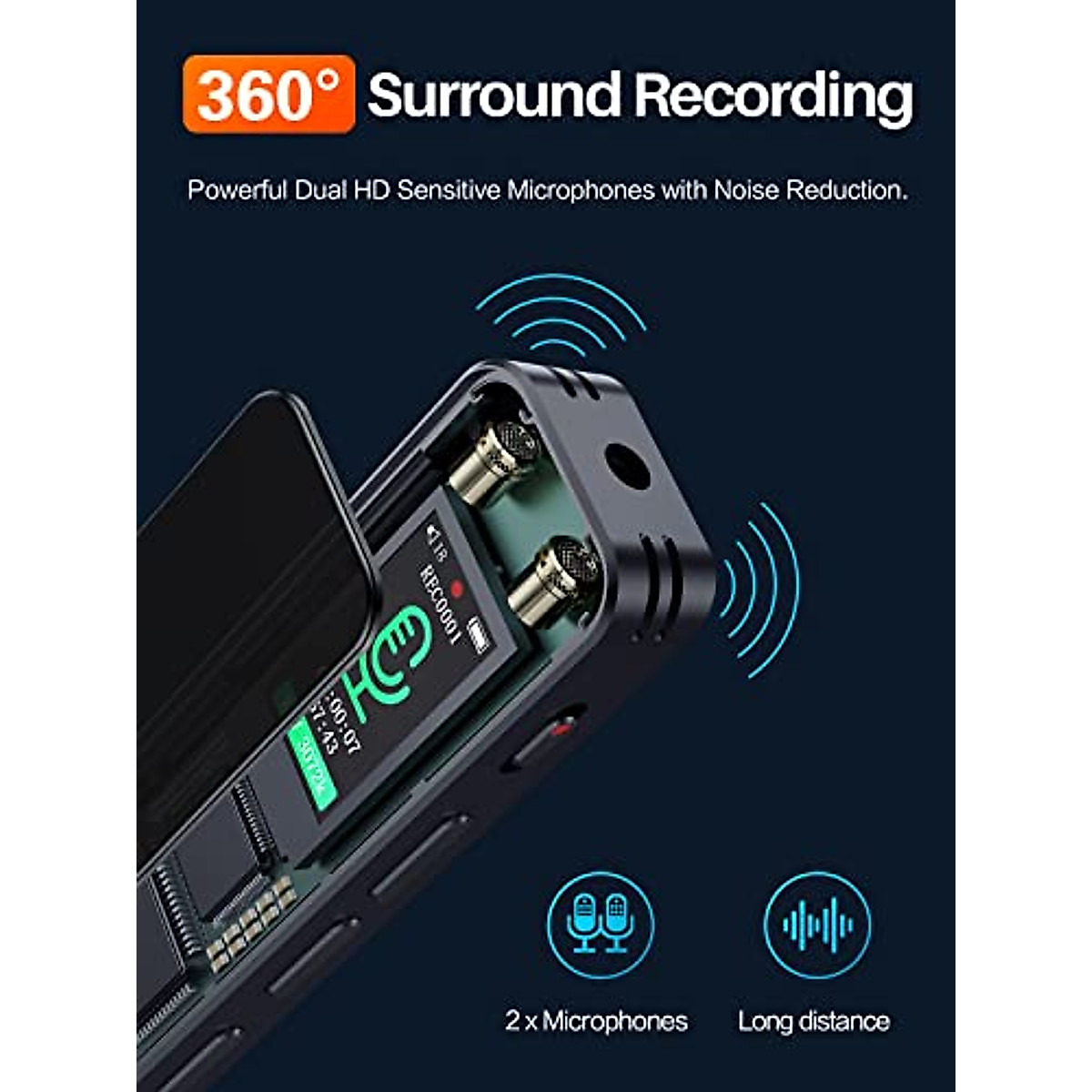 64GB Digital Voice Recorder,Fillman Voice Activated Recorder,Small Tape Recorder with Speaker, Voice Recorder for Lecture,Meetings,Class,HD Audio Dictaphone,Intelligent Noise Reduction,MP3 Player