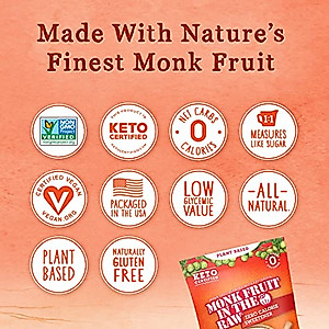 MONK FRUIT IN THE RAW, Natural Monk Fruit Sweetener w/ Erythritol, Sugar-Free Keto, Gluten Free, Zero Calorie, Low Carb, Vegan, Sugar Substitute, 16 oz. Baking Bag (Pack of 1)