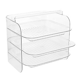 IMIKEYA Cupcake Holder Serving Trays: Kitchen Preparation Trays Stackable Food Prep Rack Organizer with Pull Out Drawers 3 Tier Meal Prep Containers White Cupcake Stand
