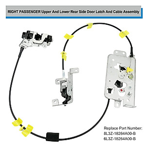 Door Lock Latch & Cable fit for Ford F-150 Extended Cab Pickup ONLY 2004 2005 2006 2007 2008, RH Passenger Upper and Lower Rear Side Latches Assembly, Replace 8L3Z-18264A00-B, 6L3Z-18264A00-B