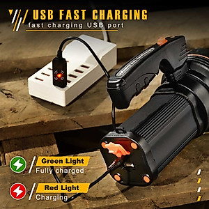 CSNDICE Rechargeable Flashlights High Lumens, 1000000LM Spotlight Flashlight, IP68 Waterproof, Power Bank,Rechargeable Spot Lights for Outdoor, Emergency, Hurricane