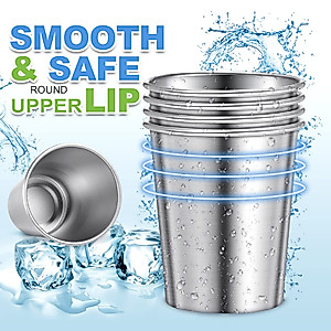 20 Pieces Stainless Steel Pint Cups Unbreakable Water Tumblers Stackable Metal Cups Reusable Metal Glasses for Drinking Stainless Tumbler Cup for Kids Travel Outdoor Activities Camping Home, 8 oz