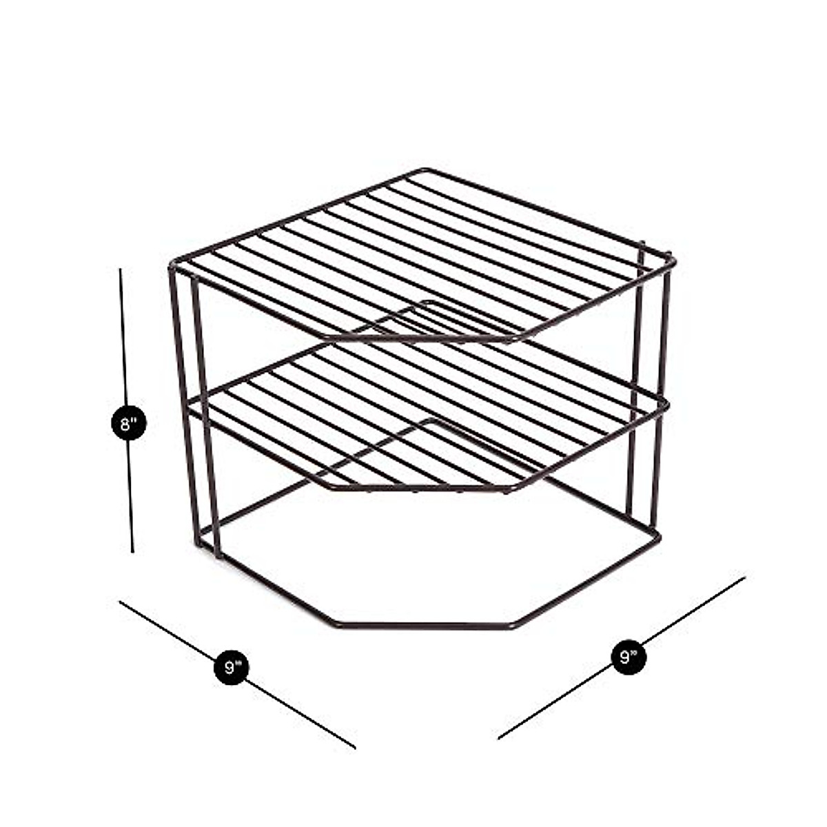 Smart Design 3-Tier Corner Shelf Storage – Bronze – Heavy Duty Steel Pantry Organizer with Rust-Resistant Finish and No-Scratch Bottom for Easy Home Organization and Storage