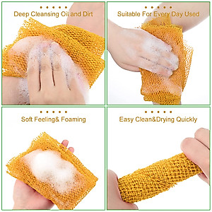 Geiserailie African Long Bathing Net Sponge Long Shower Body Scrubber Back Scrubber Skin Smoother Net Bathing Sponge for Daily Use or Stocking Stuffer(Yellow)