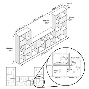 Mobili Fiver, Iacopo, TV wall unit, Concrete Effect, Grey with doors, Tv Stand for 65 inch Tv, Modern Entertainment Center, Italian Furniture
