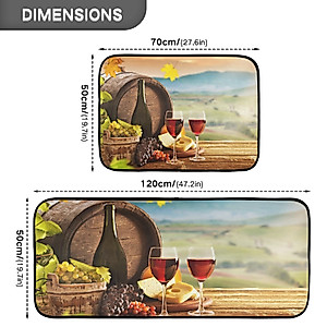 ZOEO Kitchen Mats Set of 2 Red Wine Farmhouse Grape Floor Rug Memory Foam Shower Runner Absorbent Non Slip Light for Home Hotel Door Laundry Thick Soft Washable