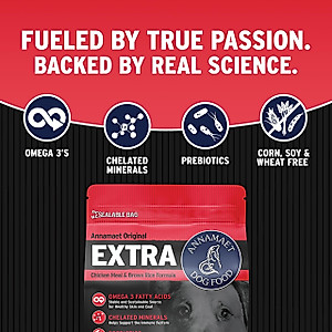 Annamaet Original Extra Formula Dry Dog Food, 26% Protein (Chicken & Brown Rice), 5-lb Bag