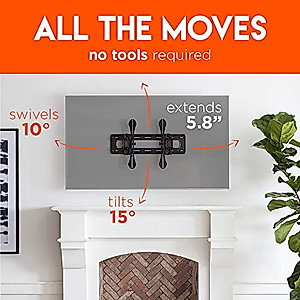 ECHOGEAR Advanced Tilt TV Wall Mount - Extends to Enable Maximum Tilt Range On Large TVs Up to 86" - Fireplace Friendly Design with Universal Bracket & Easy Install