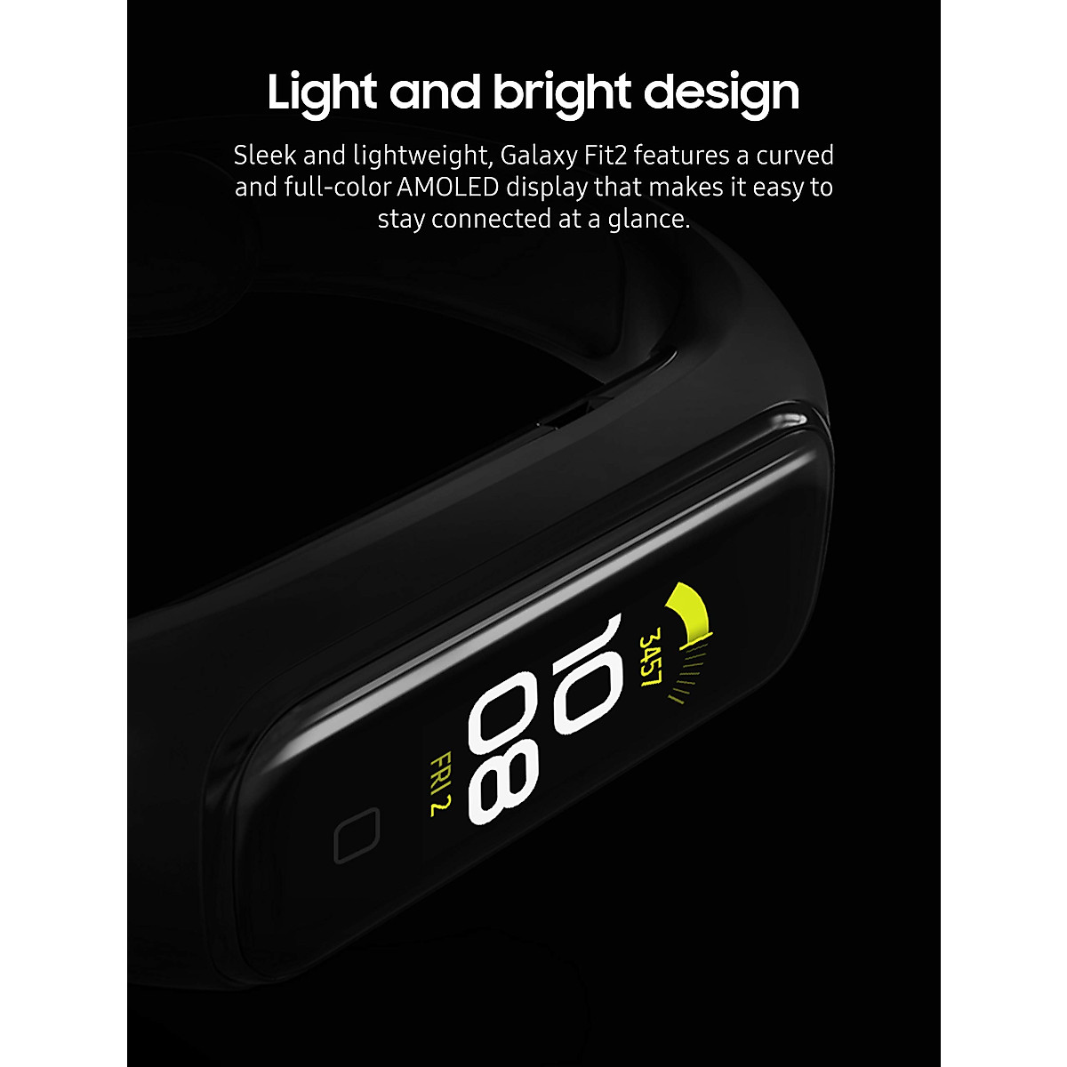Samsung Galaxy Fit 2 Bluetooth Fitness Tracking Smart Band – Black (US Version) (Renewed)