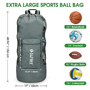 G4Free Extra Large Mesh Ball Bag Soccer Ball Bag Basketball Bag Football Bag Equipment Large Storage Carry Bag Volleyball Bag for Soccer Basketball Football Volleyball Swimming Grey