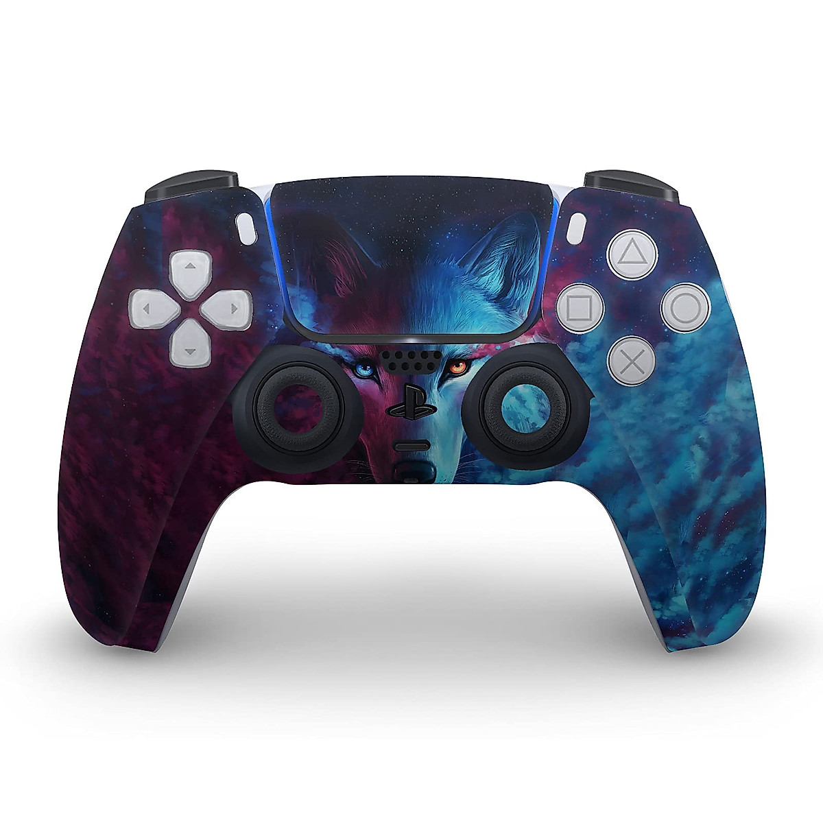Wolf Galaxy Art Mix Matte Vinyl Faceplate Sticker Gaming Skin Case Cover Compatible with Sony Playstation 5 PS5 Digital Edition Console and DualSense Controller