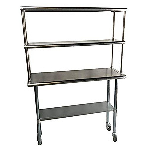 Commercial Stainless Steel Work Prep Table 24 x 30 & Double Overshelf 14 x 30 with Casters Wheels