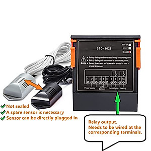 VIGELA STC-3028 AC110~230V All-Purpose Temperature and Humidity Controller with Dual Displays and Dual Relay Outputs(Shipping with 2 Sensors)