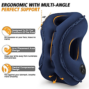 Inflatable Travel Pillow,Multifunction Travel Neck Pillow for Airplane to Avoid Neck and Shoulder Pain,Support Head,Neck,Used for Sleeping Rest, Airplane and Home Use,with Eye Mask, Earplugs,Blue