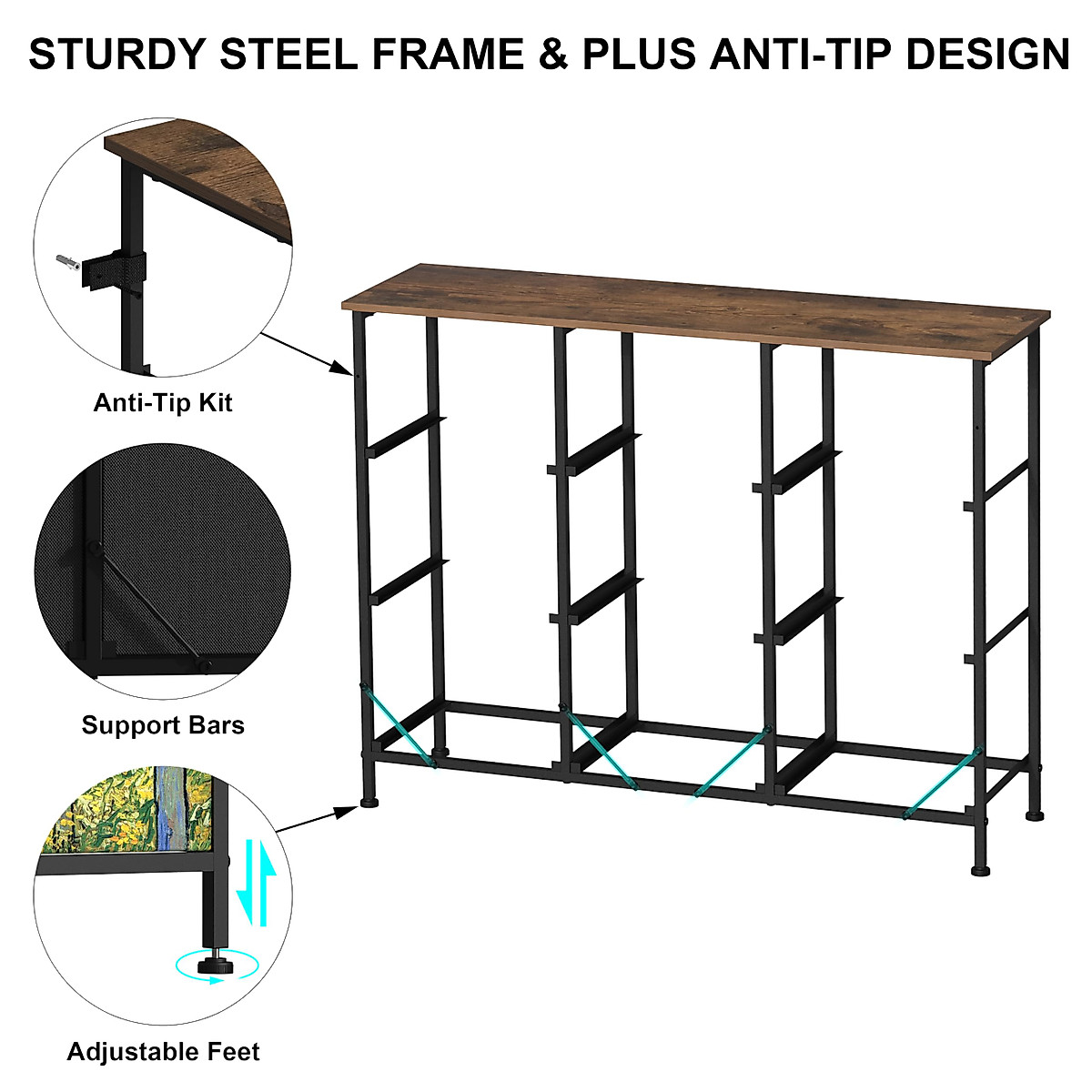 EXOTICA Van Gogh 9 Drawers Dresser Wide TV Stand Colorful Dressers & Chest of Drawers Enterway Furniture for Bedroom Living Room Hallway Closets Steel Frame Wood Top