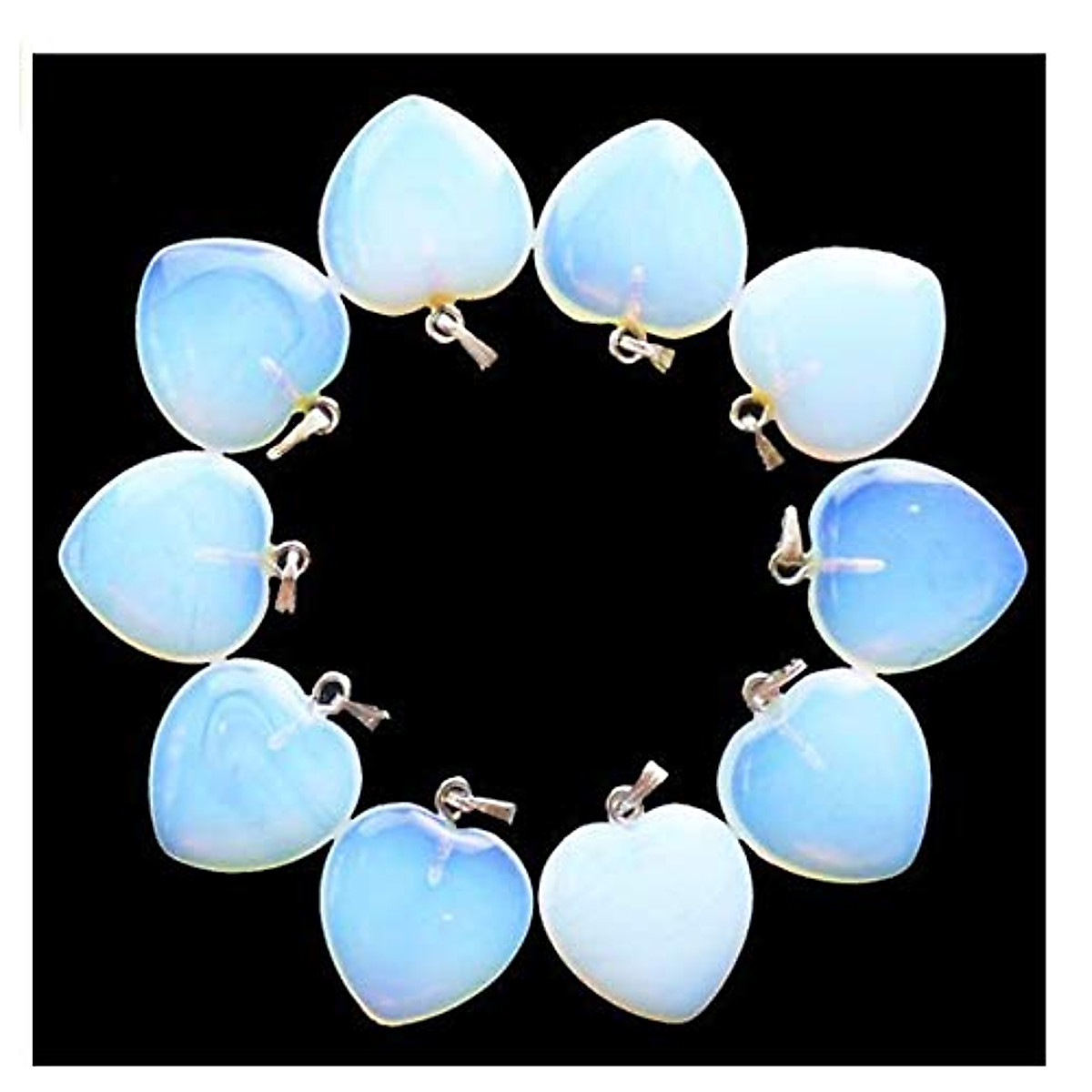 Creative Club 1pc You Are My Only Love Opal Gemstone Large Heart Pendant Necklace Healing Reiki Chakras Energy Rock 26 Inch Stainless Steel Surgical Jewelry GGP8-B7