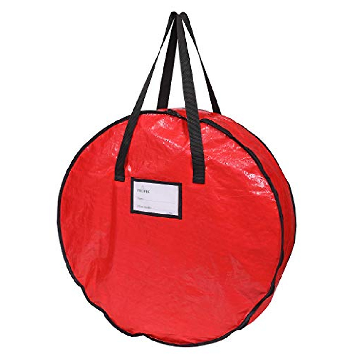 ProPik Christmas Wreath Storage Bag 24" - Garland Holiday Container with Tear Resistant Material - Featuring Heavy Duty Handles and Transparent Card Slot - 24” X 7” (Red)
