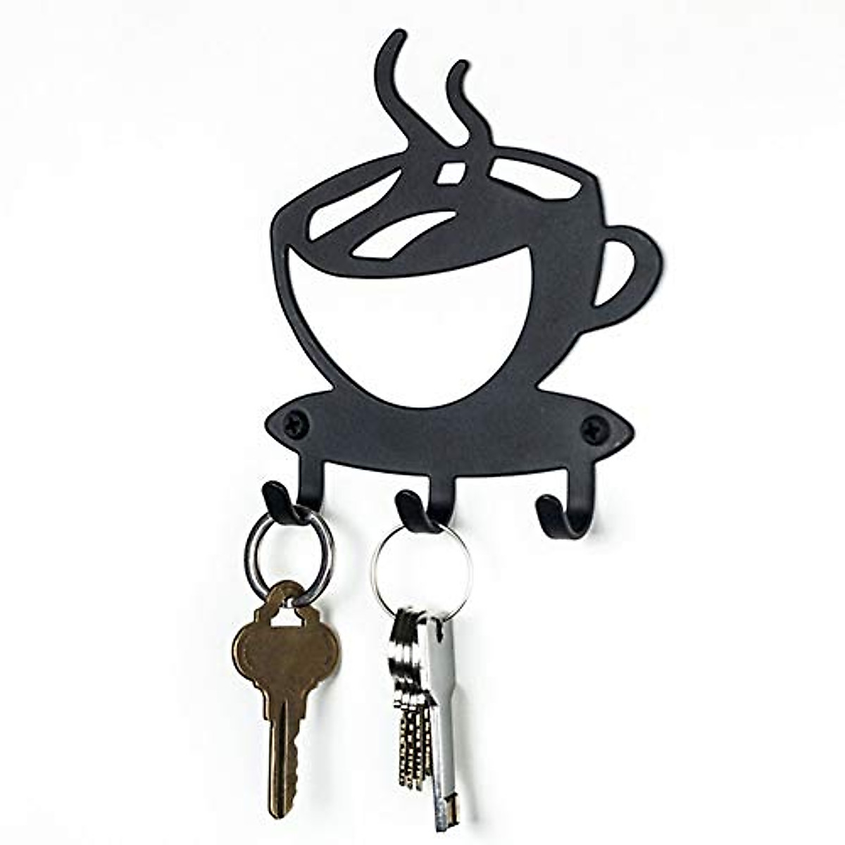 Shineweb Metal 3-Hook Key Holder Rack Coffee Cup Shape Hanger Wall Mount Home Office Organizer Wall Decor