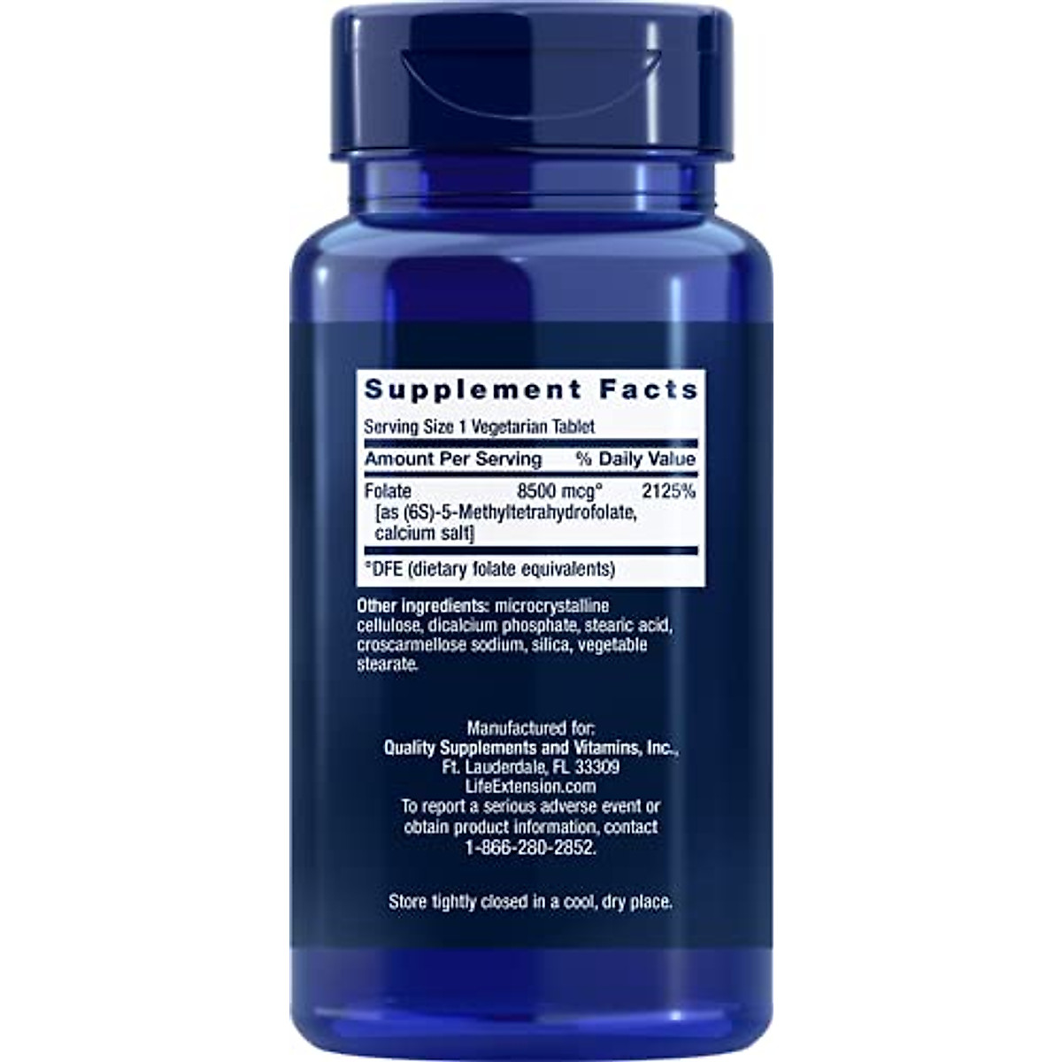 Life Extension High Potency Optimized Folate 8500 mcg DFE, 30 Vegetarian Tablets (Pack of 4)