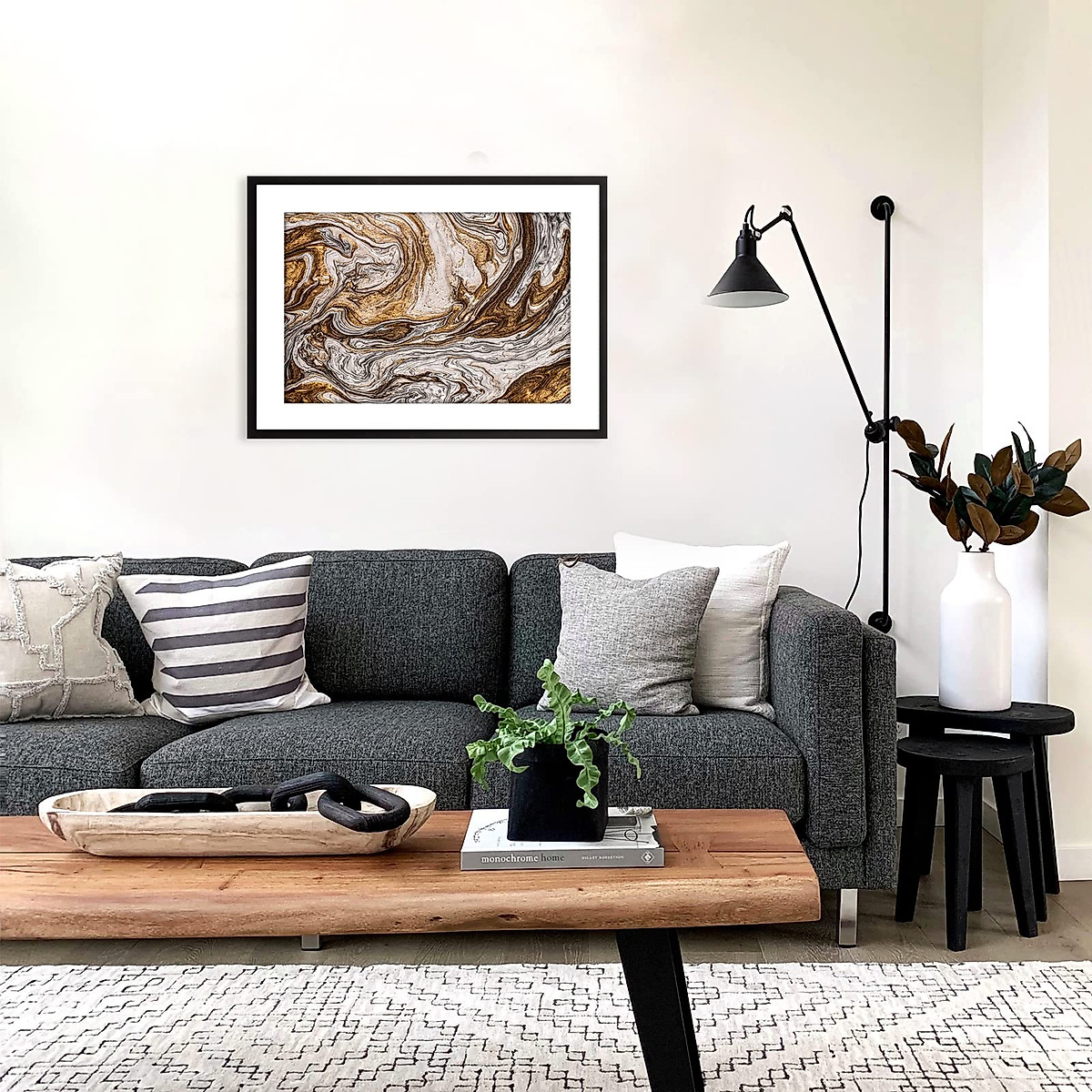 POUKROO 20x28 Poster Frame Matted to 16x24 Black Soild Wood Display Picture Puzzle Artwork Canvas Art Painting 16 by 24 with Mat Opening or 20 x 28 without Mat Horizontal or Vertical for Wall Hanging