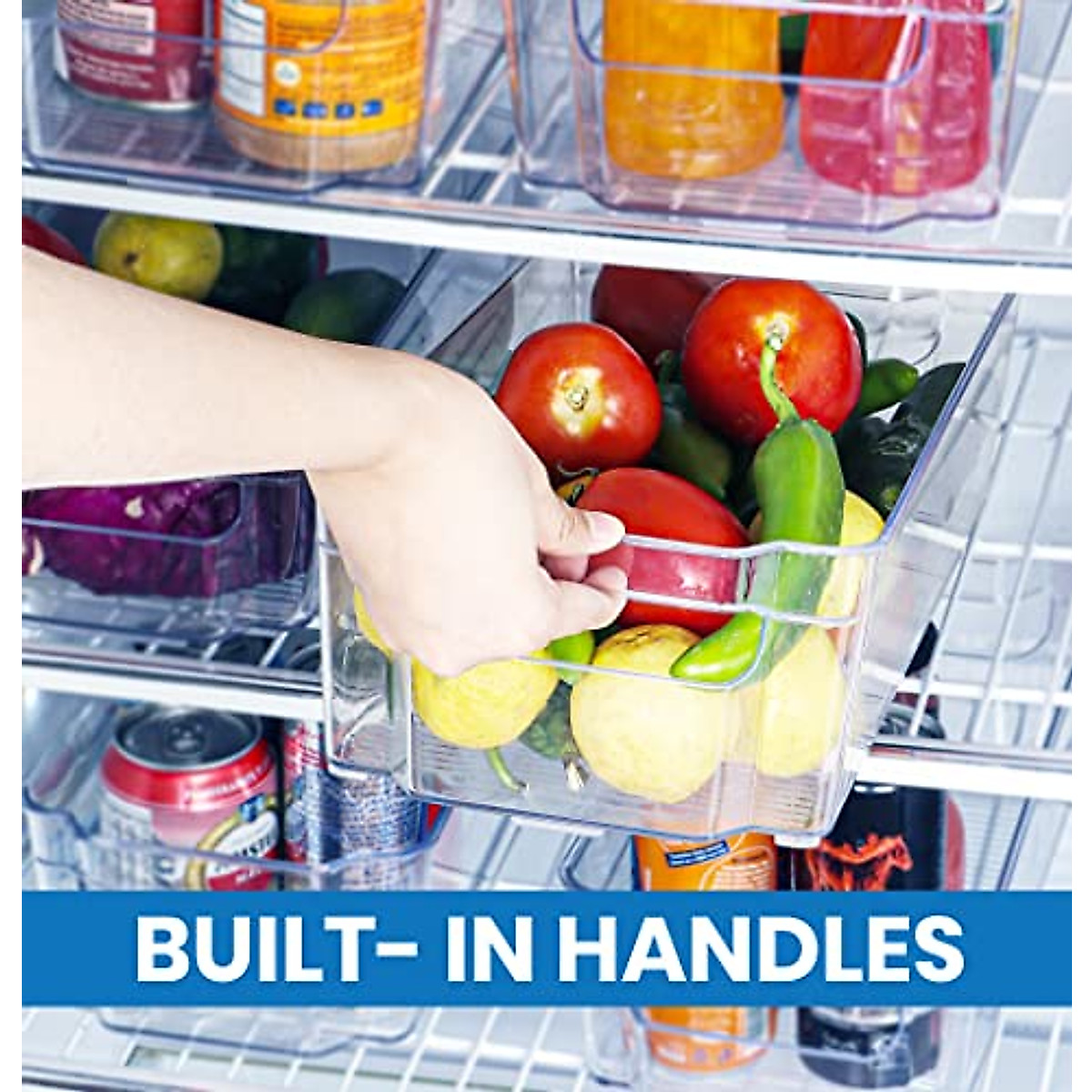 Utopia Home Medium Pantry Organizer - Set of 6 Refrigerator Organizer Bins - Fridge Organizer for Freezers, Kitchen Countertops and Cabinets - BPA Free (Clear)
