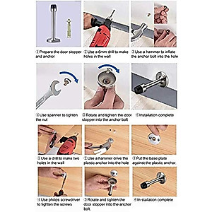 Long Door Stop, 5 Inch Wall Mount Door Stopper, Stainless Steel Brushed Satin Nickel Modern Door Stops Heavy Duty Doorstop Door Holder for Wall Protector, Silver