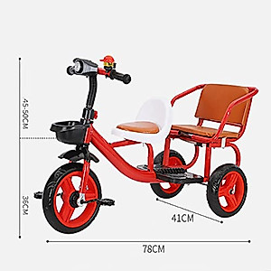 Tricycle with Passenger Seat,for Riders Ages 2+,Trike with Adjustable Handlebar and Seat,Carbon Steel Frame,Non-Skid Tyre,Outdoor Playground Equipment Tricycles (with Music and Lighting,Blue)
