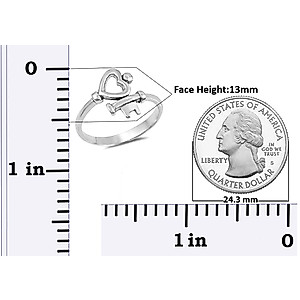 CloseoutWarehouse 925 Sterling Silver Key To My Heart Ring Size 9